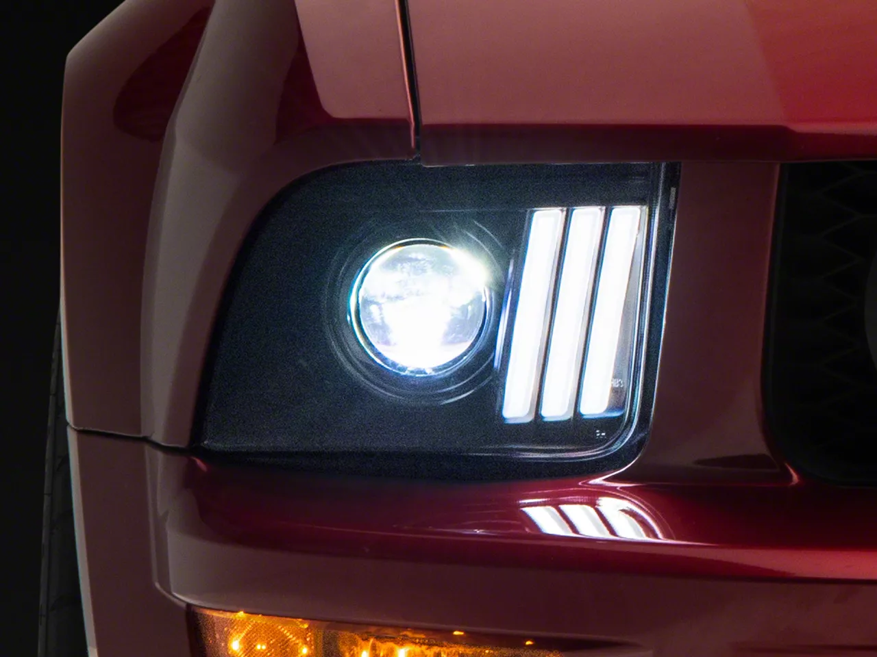 Mustang APEX Series High-Power LED Headlights; Black Housing; Clear ...