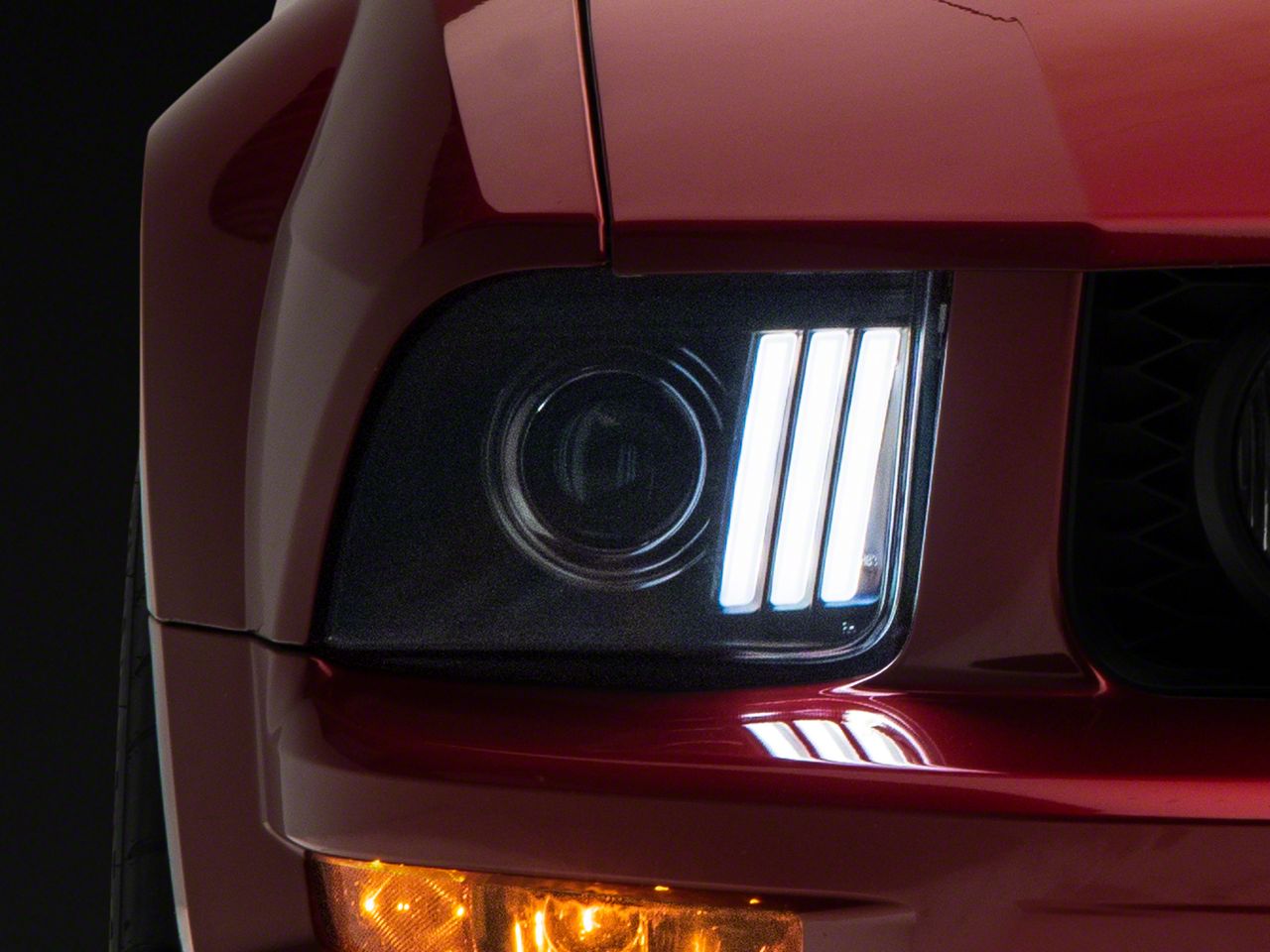 Mustang APEX Series High-Power LED Headlights; Black Housing; Clear ...