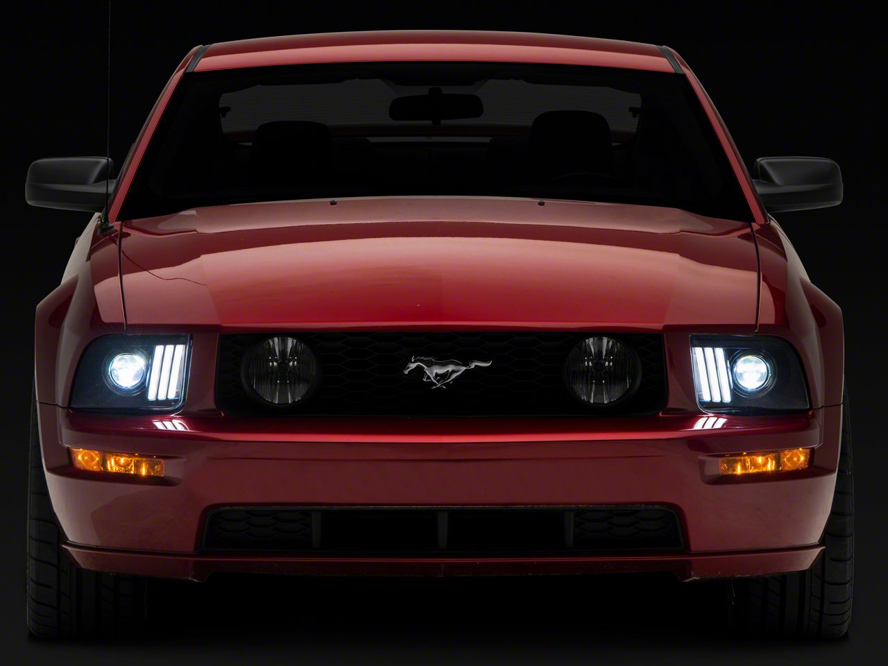 Mustang APEX Series High-Power LED Headlights; Black Housing; Clear ...