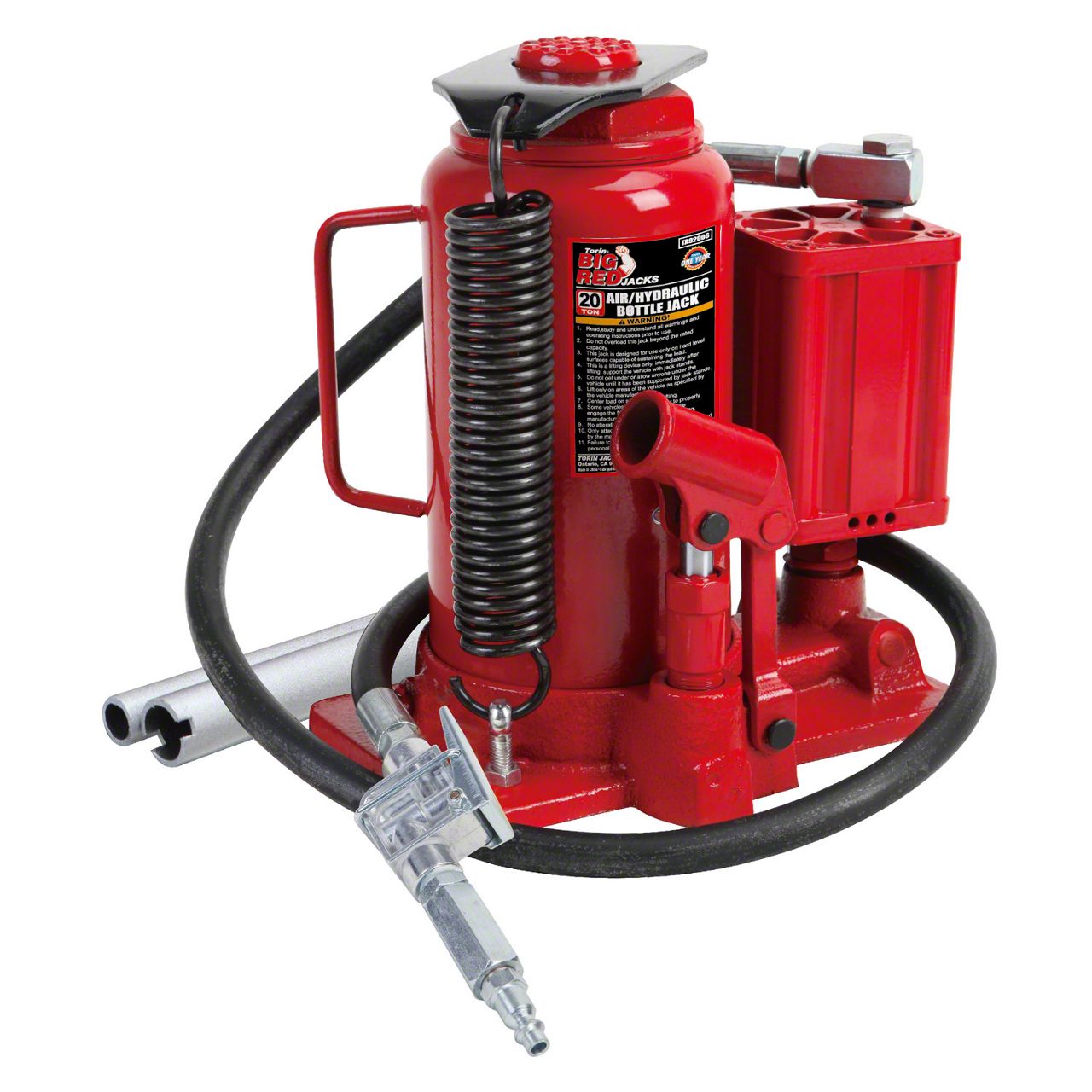 Mustang Big Red Pneumatic Air Hydraulic Bottle Jack; 20-Ton Capacity