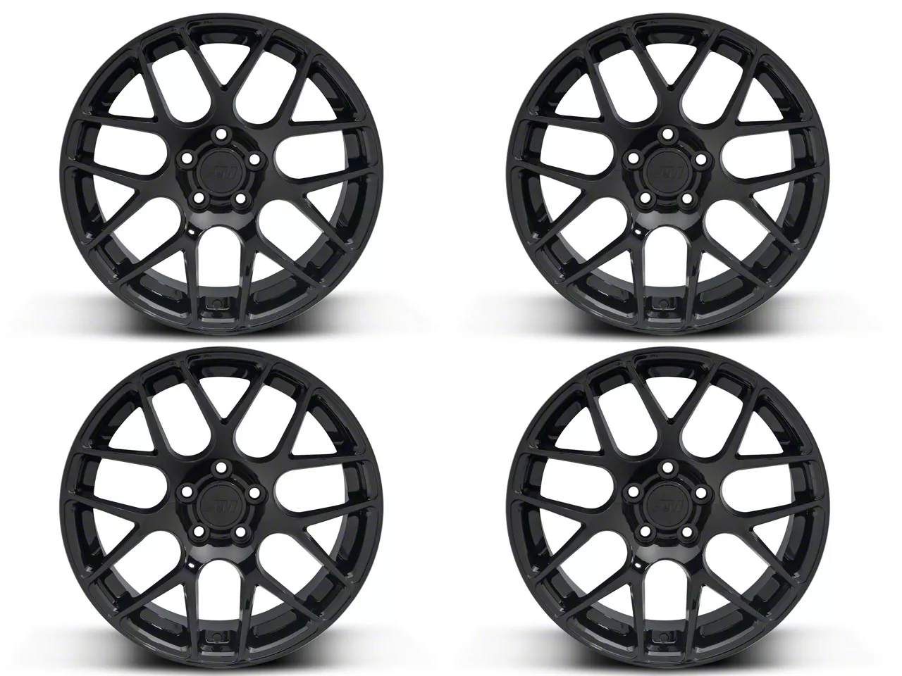 Mustang AMR Gloss Black 4-Wheel Kit; 19x8.5; 30mm Offset (10-14 Mustang ...