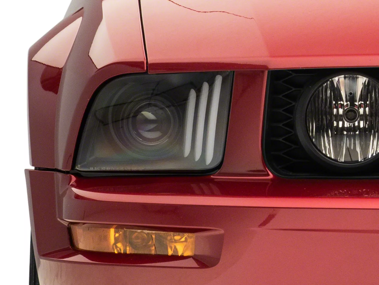 Mustang Light Bar DRL Projector Headlights; Matte Black Housing; Clear ...