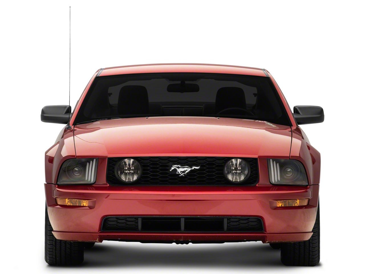 Mustang Light Bar DRL Projector Headlights; Matte Black Housing; Clear ...
