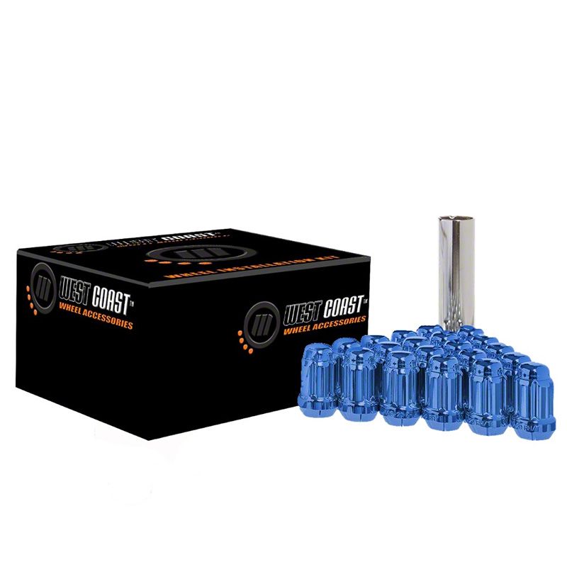 Mustang Blue Acorn Spline Lug Nuts for Aftermarket Wheels; 1/2-20-Inch ...