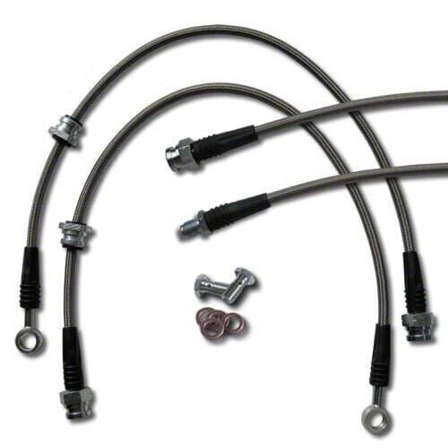 Mustang Braided Stainless Steel Brake Line Kit; Front and Rear (15-23 ...