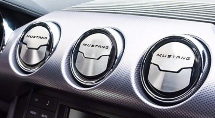 Mustang Brushed A/C Vent Trim with Mustang Lettering; Solid Black (15 ...