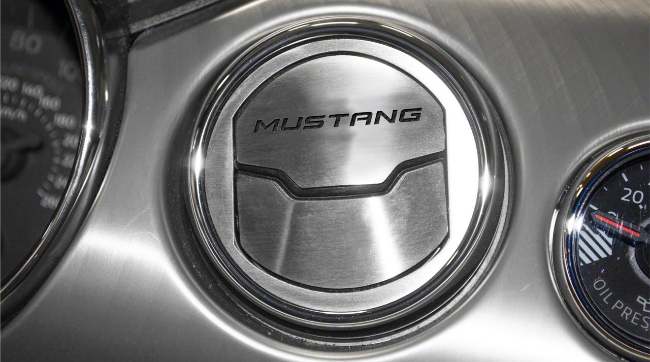 Mustang Brushed A/C Vent Trim with Black Carbon Fiber Mustang Lettering ...