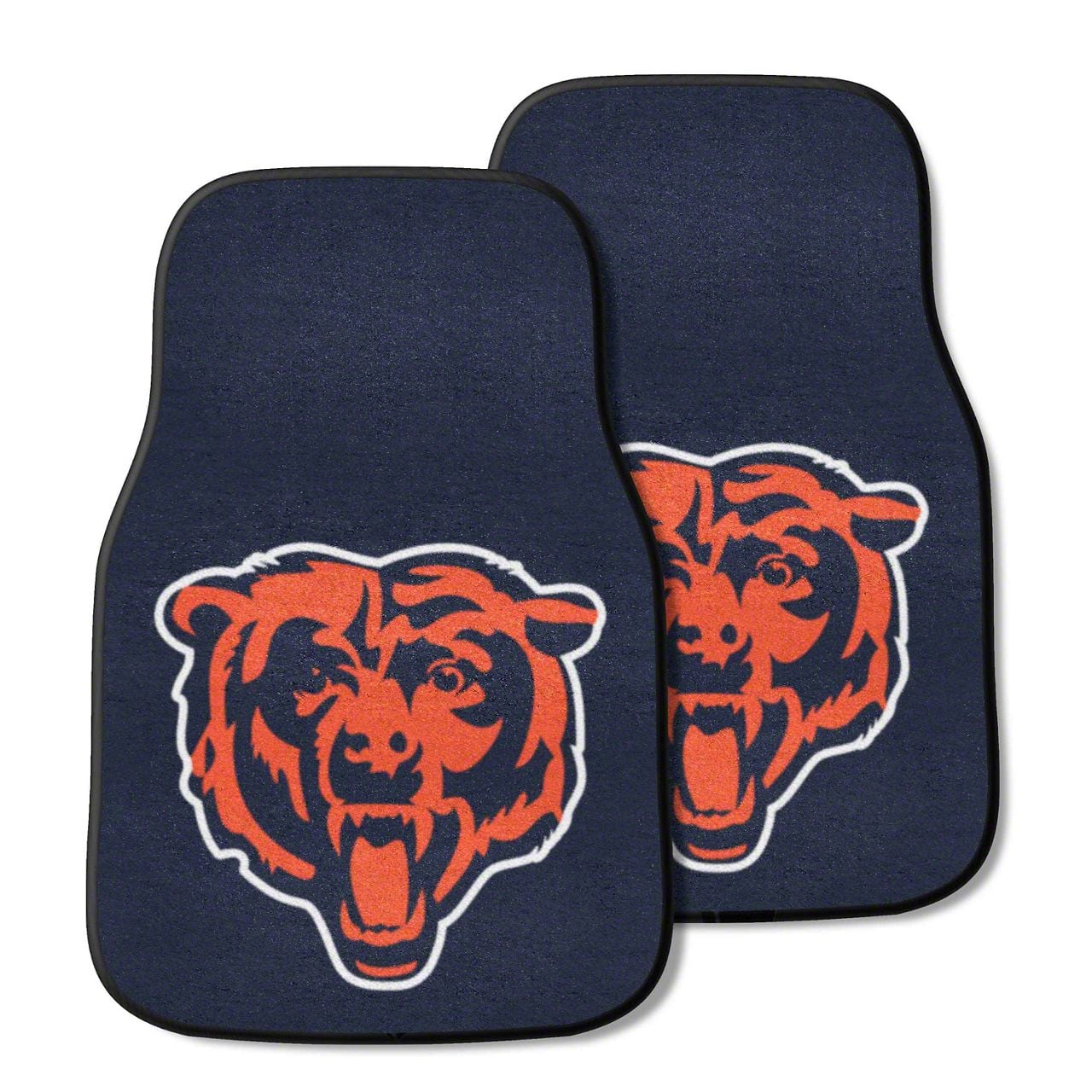 Mustang Carpet Front Floor Mats with Chicago Bears Logo; Navy Blue ...