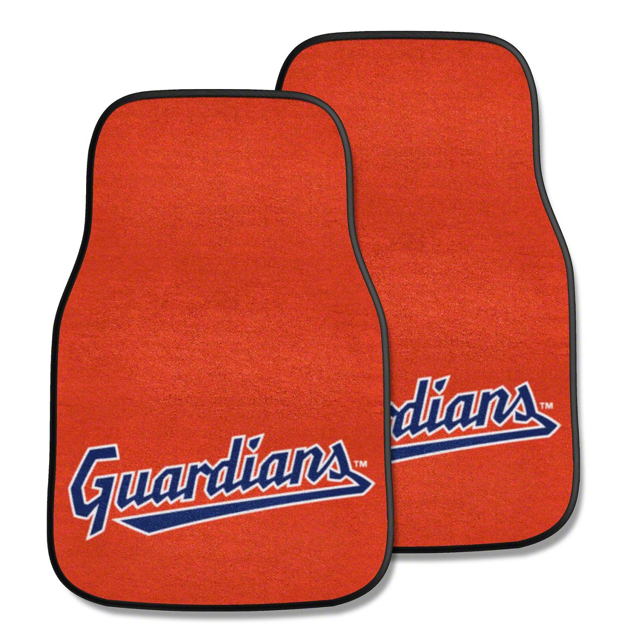 Mustang Carpet Front Floor Mats with Cleveland Guardians Logo; Red ...