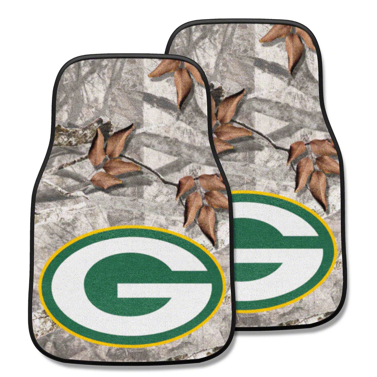 Mustang Carpet Front Floor Mats with Green Bay Packers Logo; Camo ...