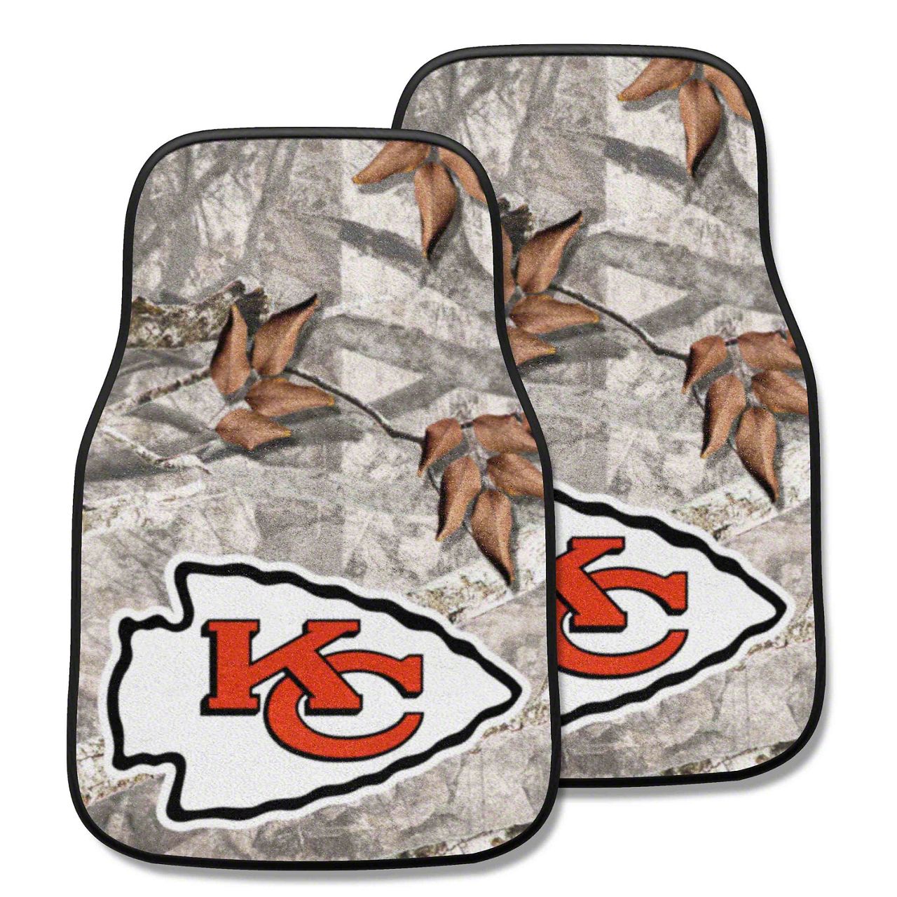 Mustang Carpet Front Floor Mats with Kansas City Chiefs Logo; Camo ...