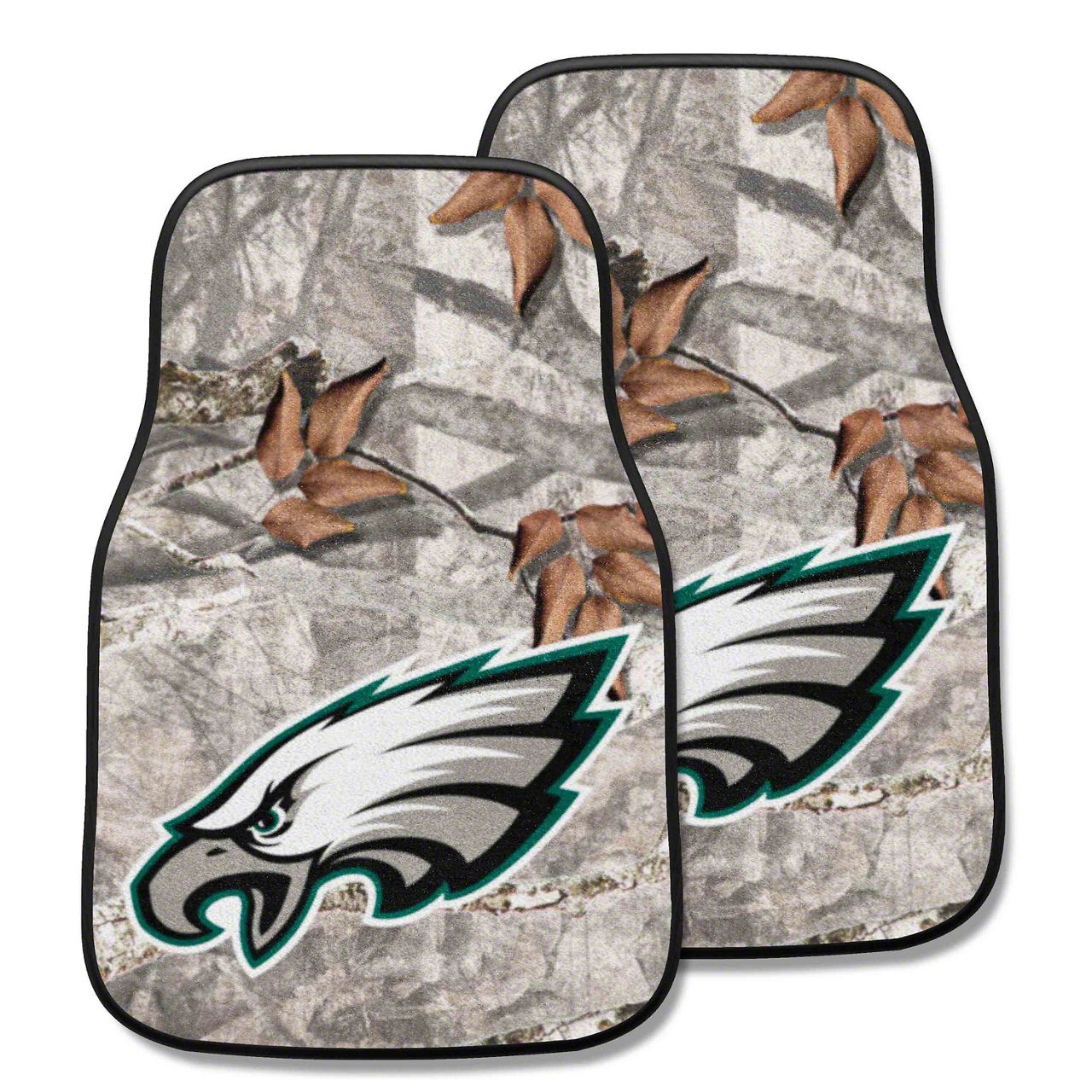 Mustang Carpet Front Floor Mats with Philadelphia Eagles Logo; Camo ...