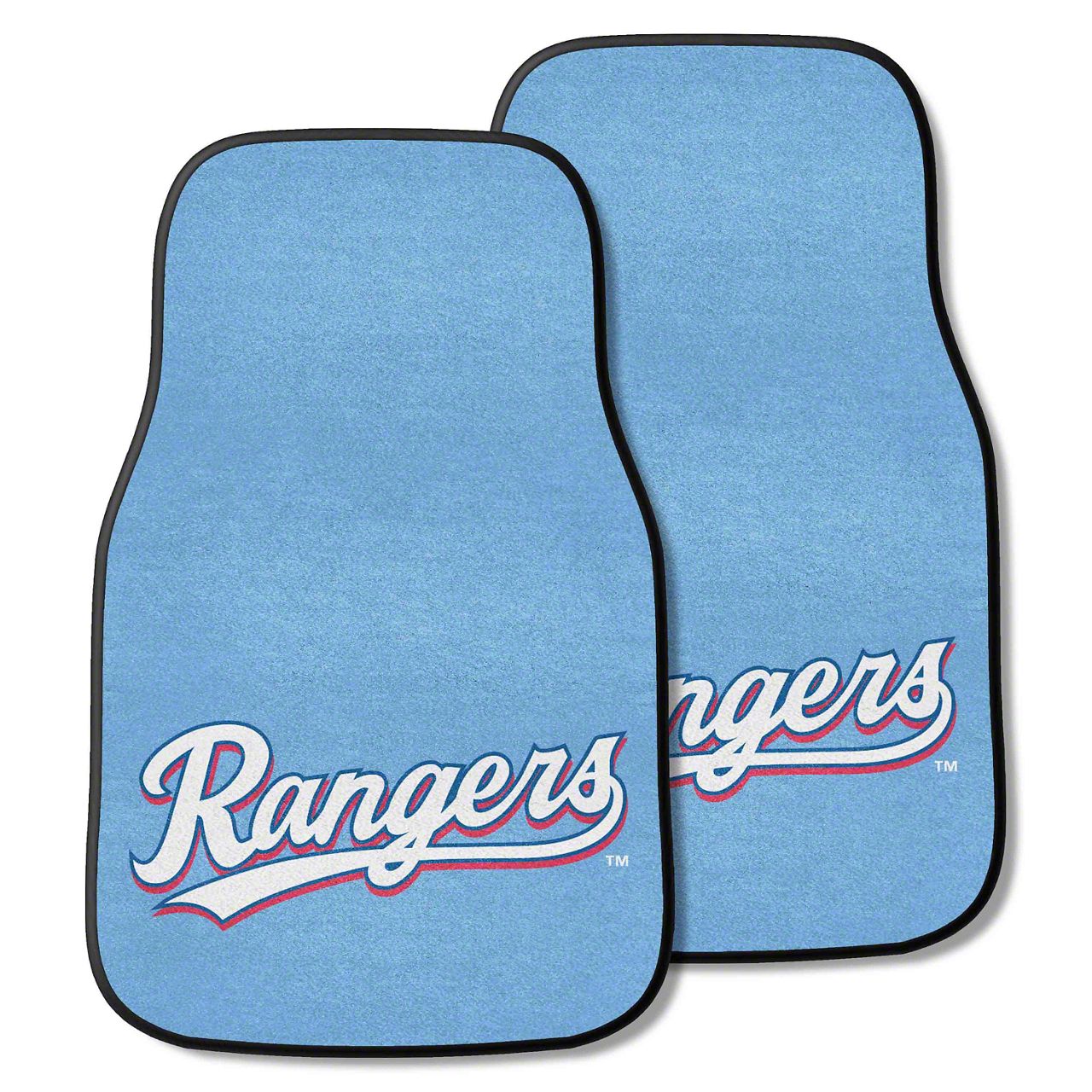 Mustang Carpet Front Floor Mats with Texas Rangers Logo; Blue ...