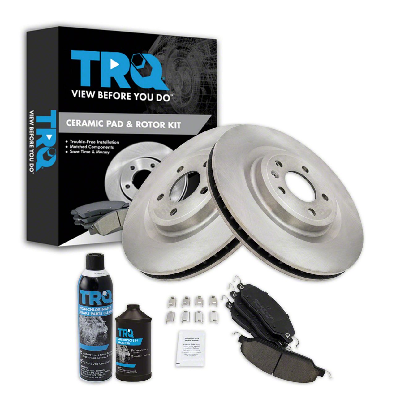 Mustang Ceramic Brake Rotor, Pad, Brake Fluid and Cleaner Kit; Front ...