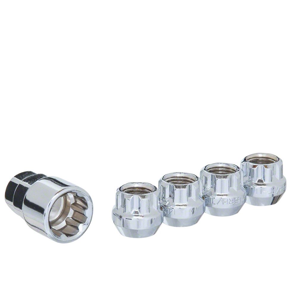 Mustang Chrome Acorn Wheel Locks; M14x1.5; Set of 4 (15-24 Mustang ...