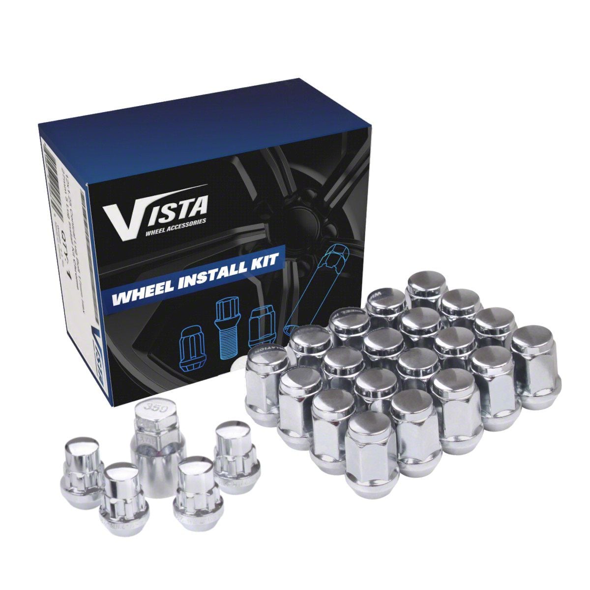 Mustang Chrome Bulge Acorn Lug Nuts for Aftermarket Wheels; 1/2-20; Set ...