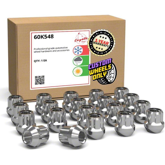 Mustang Chrome OE Truck Spline Lug Nut Kit; 14mm x 1.5; Set of 20 (15 ...