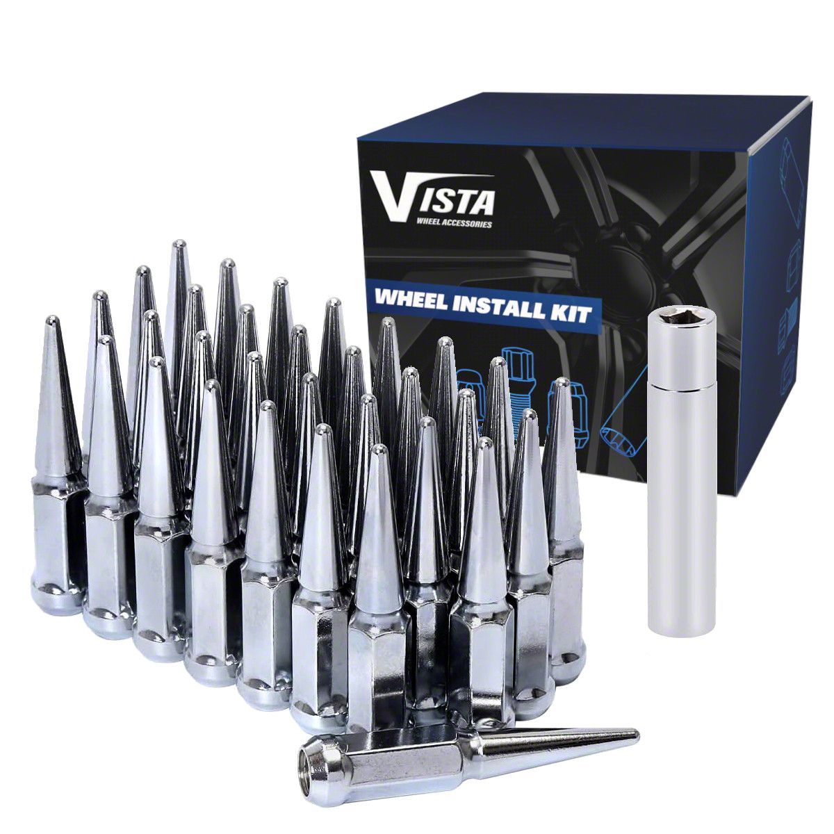 Mustang Chrome Spike Lug Nuts for Aftermarket Wheels; 9/16-18; Set of ...