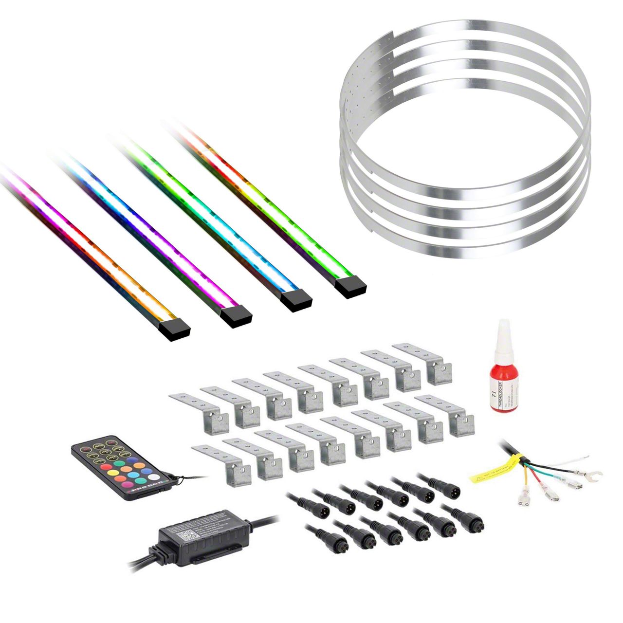 Mustang ColorTRAIL Adjustable RGBW Multi-Color LED Wheel Light Kit; 14 ...