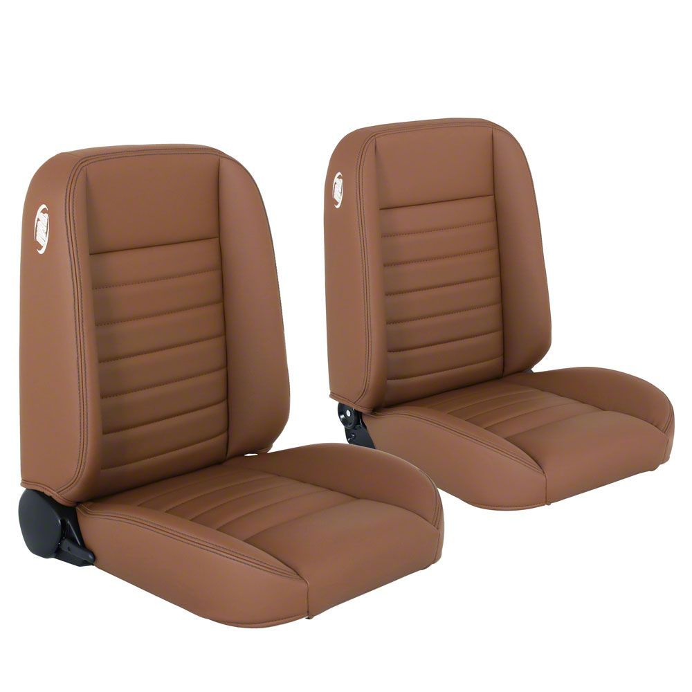 Mustang Cruiser Collection Classic Bucket Seats with Seat Mounting Brackets; Saddle Brown Vinyl ...
