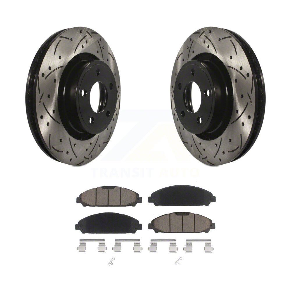 Mustang Drilled and Slotted Brake Rotor and Ceramic Pad Kit; Front (15 ...