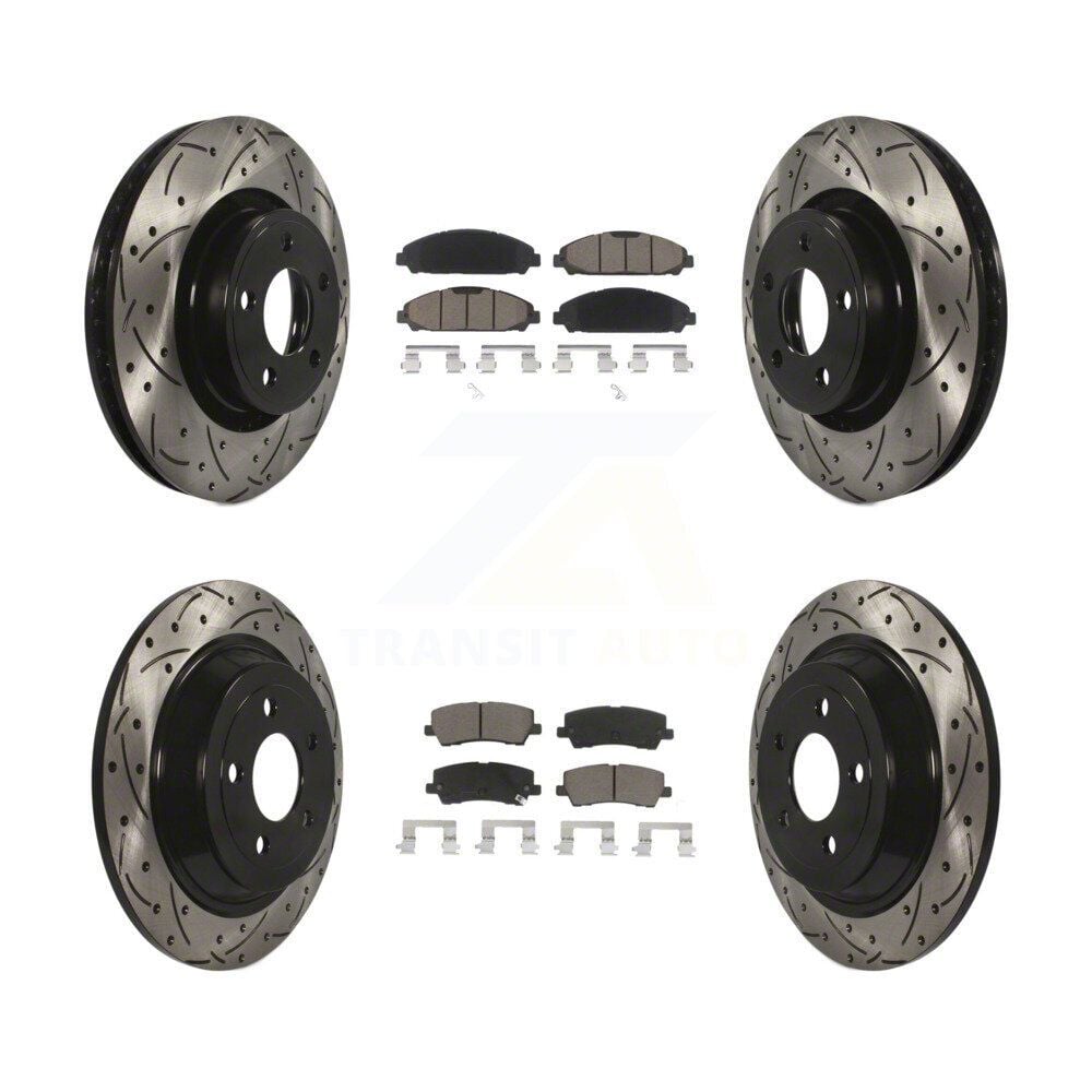 Mustang Drilled and Slotted Brake Rotor and Ceramic Pad Kit; Front and ...