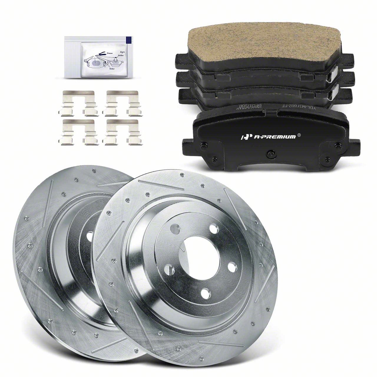 Mustang Drilled and Slotted Brake Rotor and Pad Kit; Rear (15-23 ...