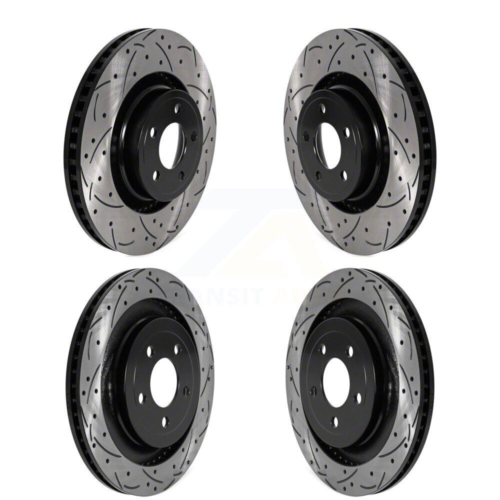 Mustang Drilled and Slotted Rotors; Front and Rear (15-20 Mustang GT w ...