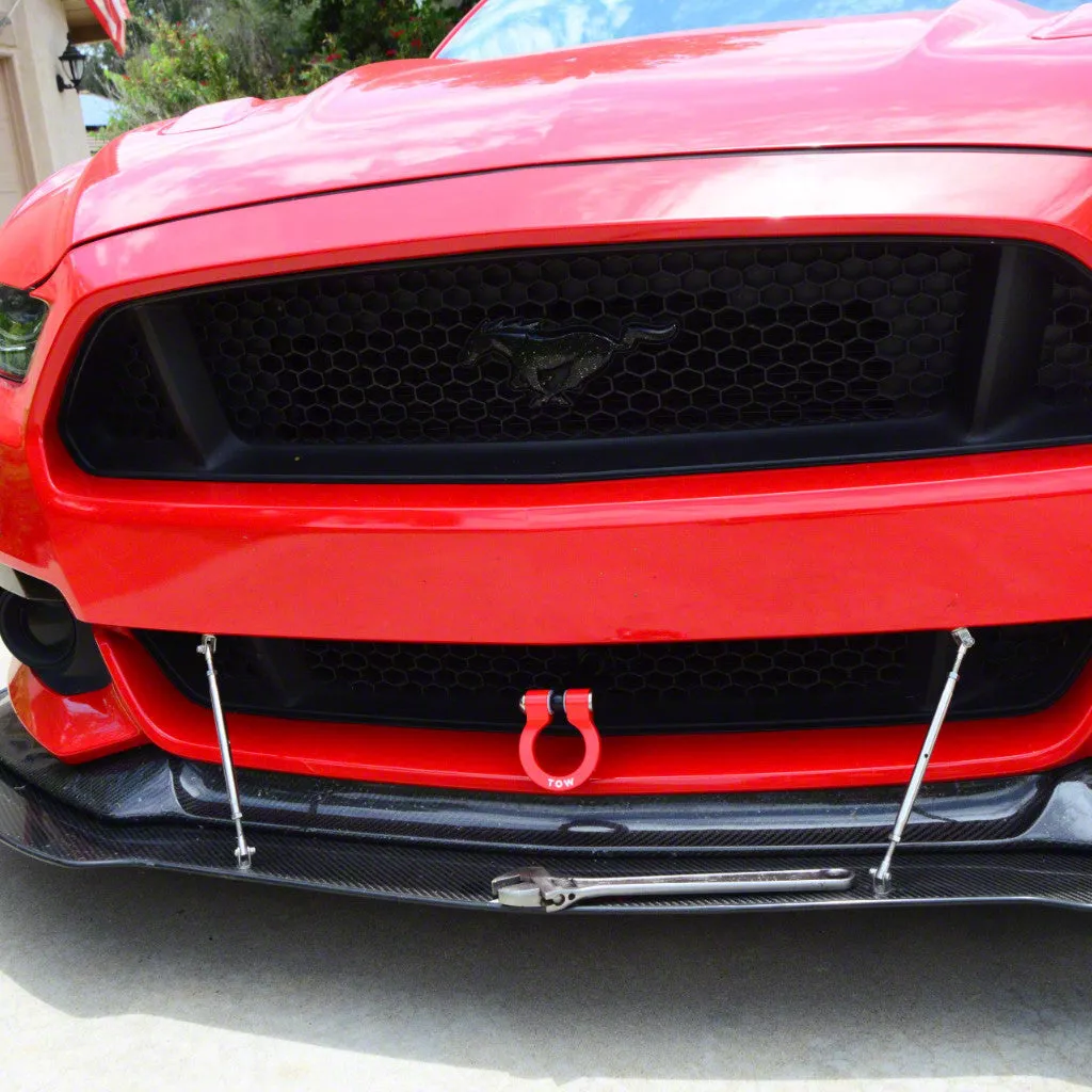 Mustang Feather Lite Tow Hook with Red D-Ring; Front and Rear (15-17 ...