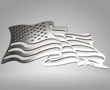 Mustang Flowing American Flag Emblem; Stainless Steel (Universal; Some ...