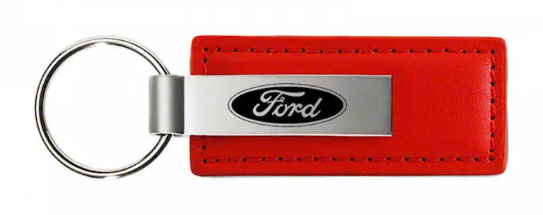 Mustang Ford Leather Key Fob; Red - Free Shipping
