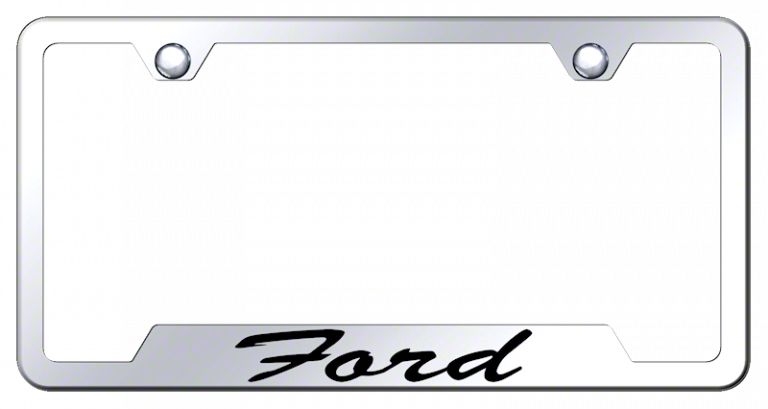 Mustang Ford Script Laser Etched Cut-Out License Plate Frame; Mirrored ...