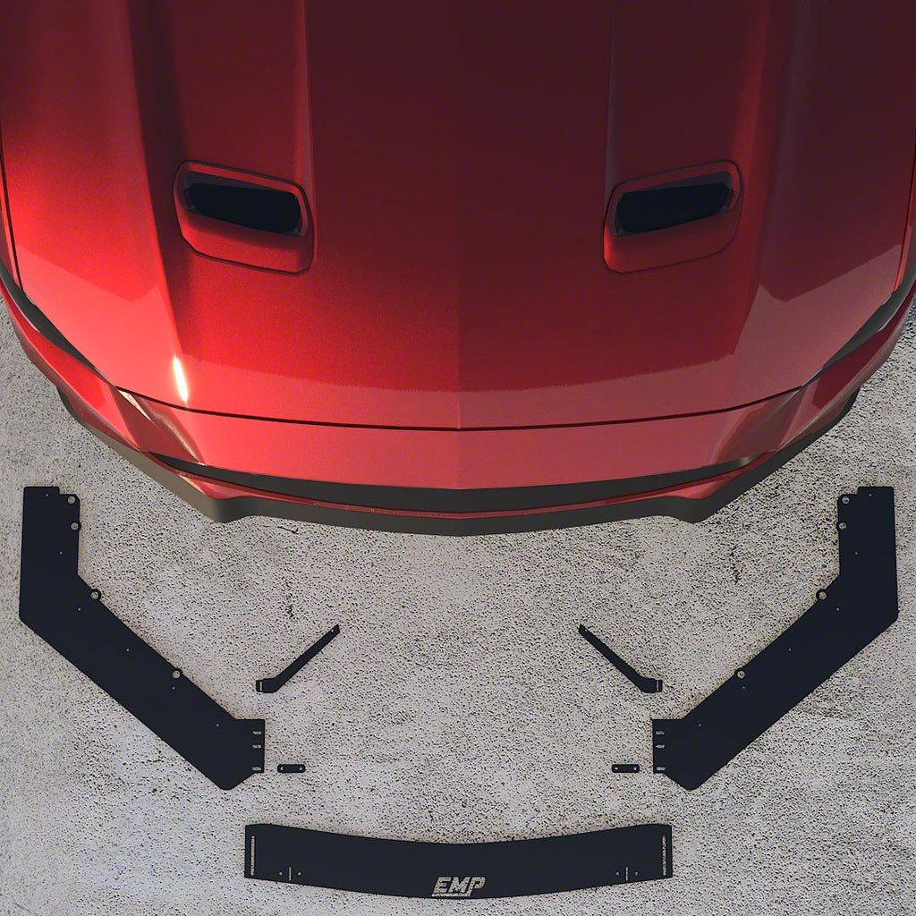 Mustang Solid Aluminum Front Air Splitter; Matte Black (18-23 Mustang ...