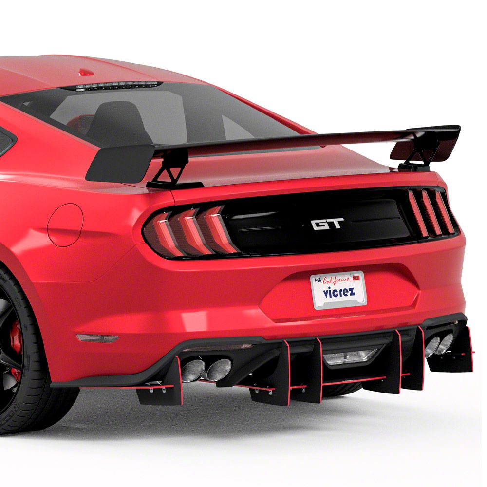 Mustang Genali VR2 Rear Diffuser; Forged Carbon Fiber Vinyl (18-23 ...
