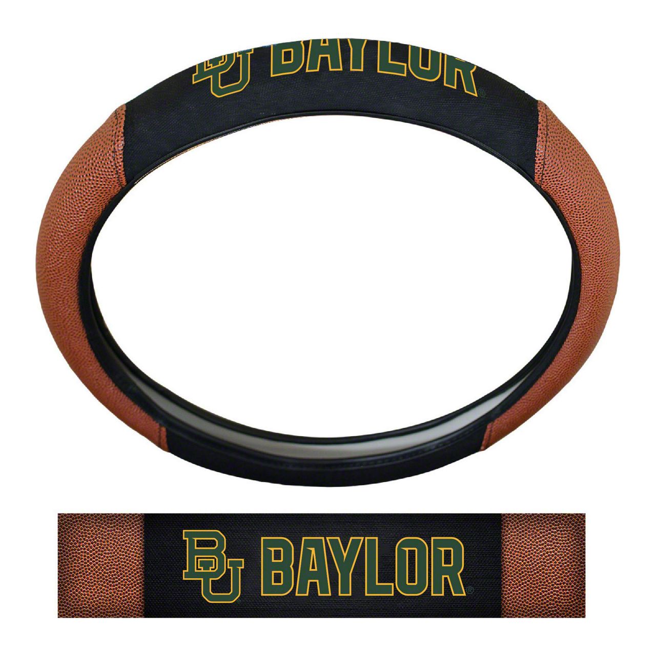 Mustang Grip Steering Wheel Cover with Baylor University Logo; Tan and ...