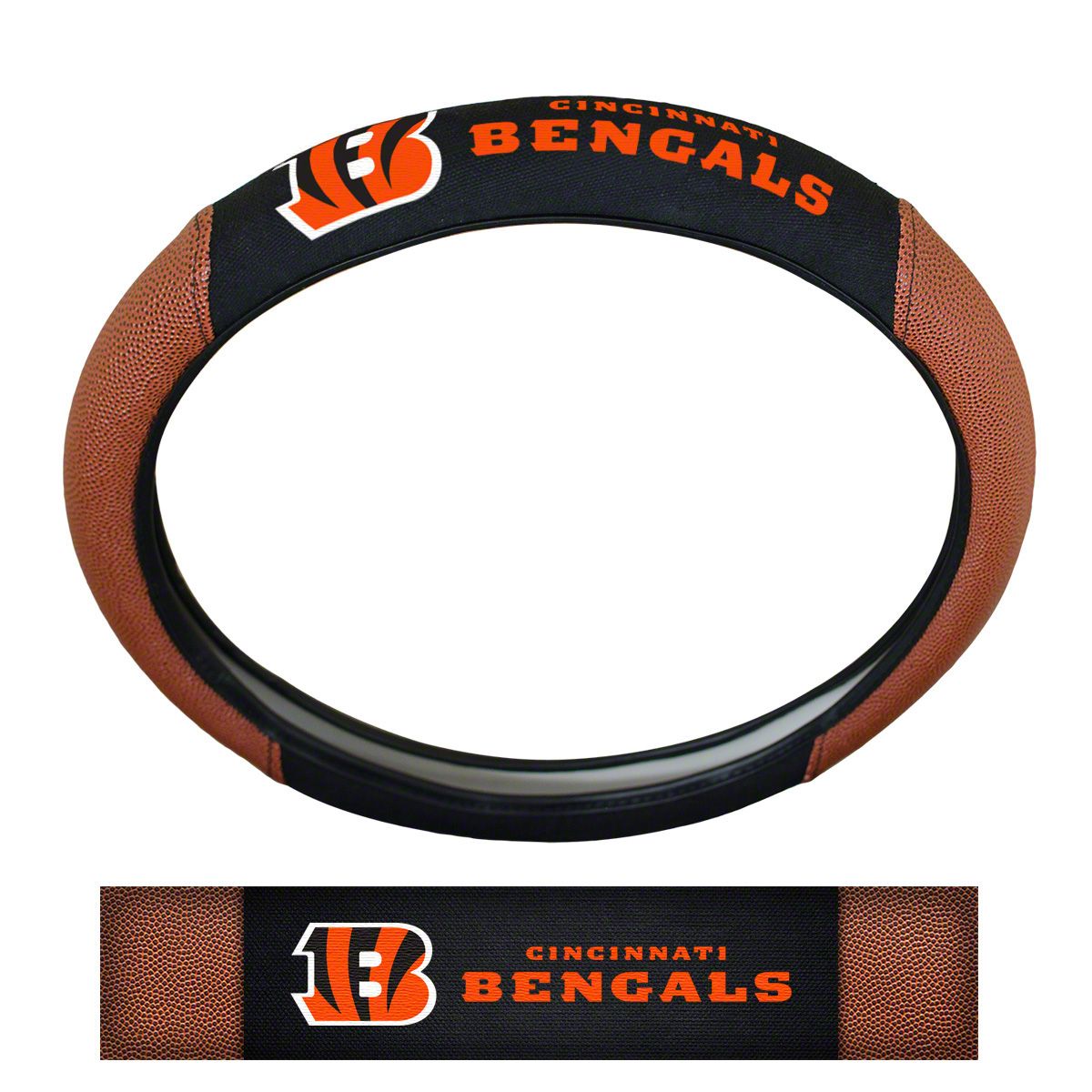 Mustang Grip Steering Wheel Cover with Cincinnati Bengals Logo; Tan and ...