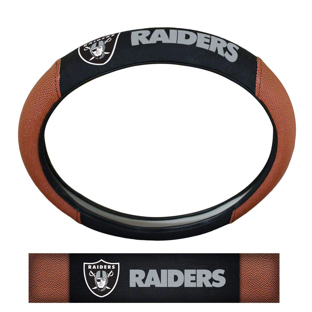 Mustang Grip Steering Wheel Cover with Las Vegas Raiders Logo; Tan and ...