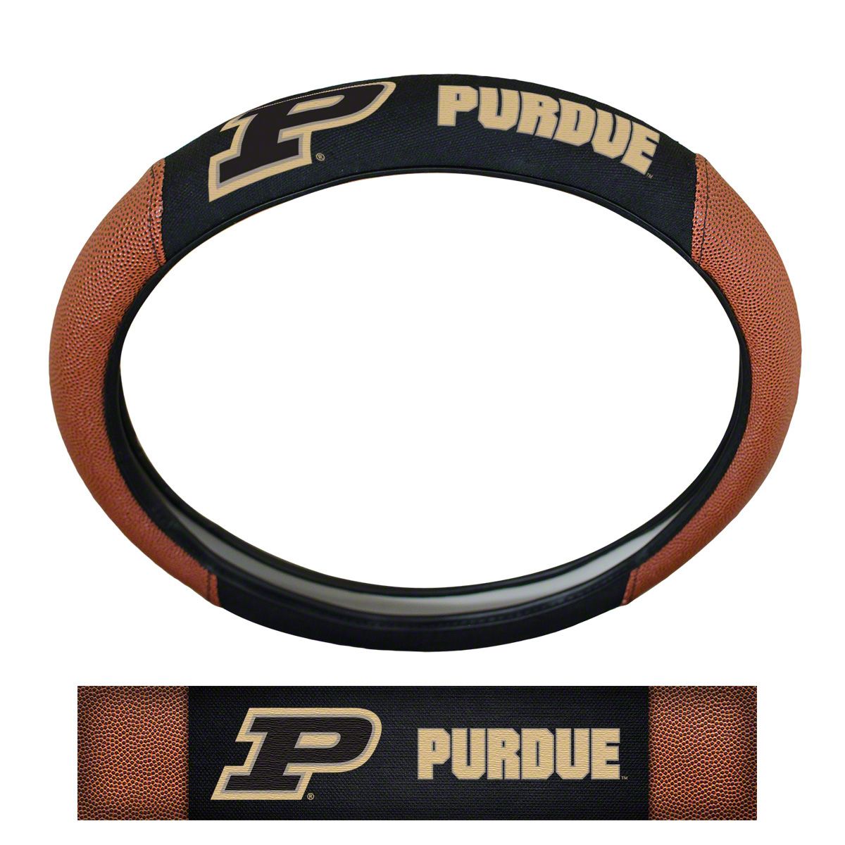 Mustang Grip Steering Wheel Cover with Purdue University Logo; Tan and ...