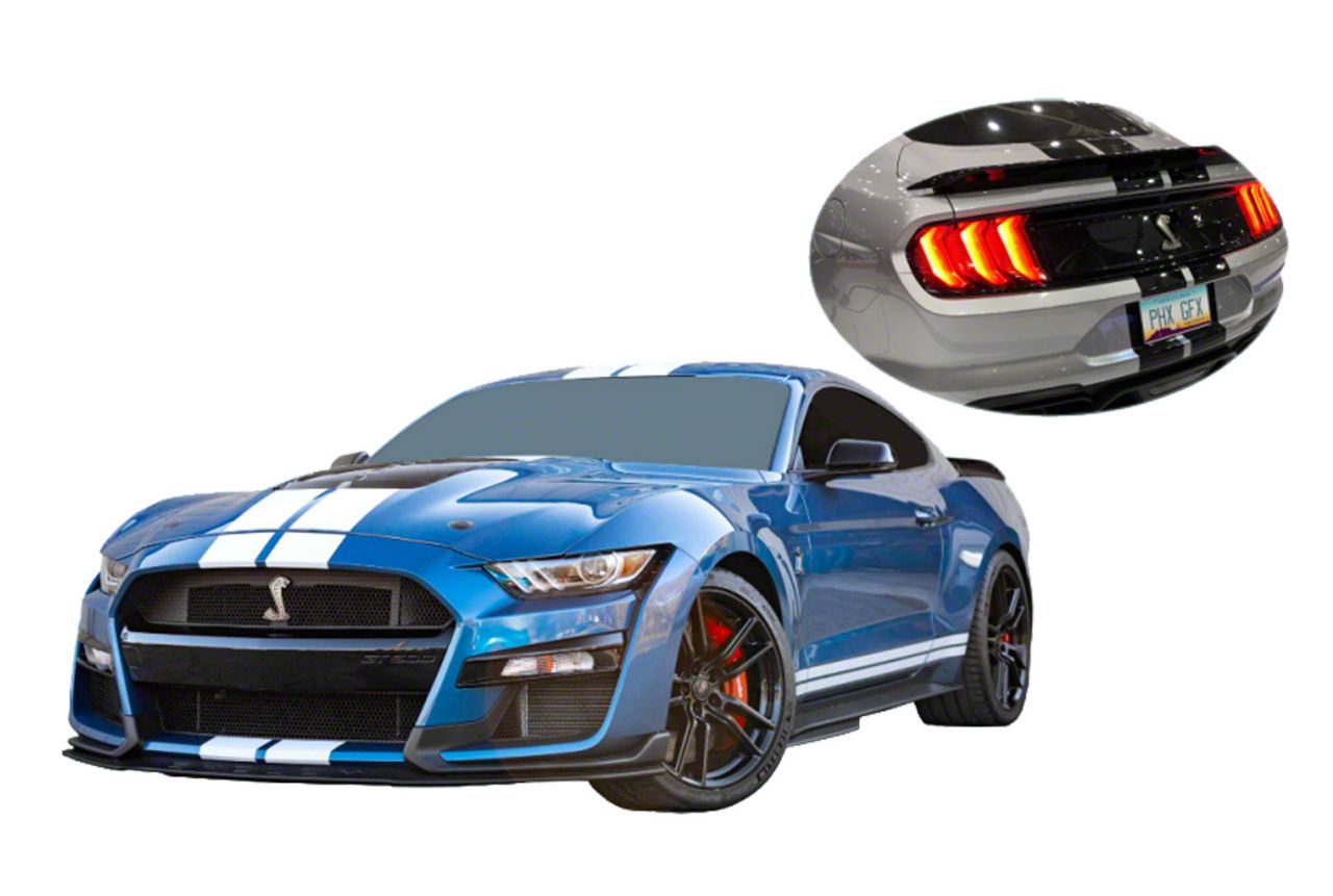 Mustang GT350/GT500 1-Color Style Lemans Racing Stripes; Dark Blue ...