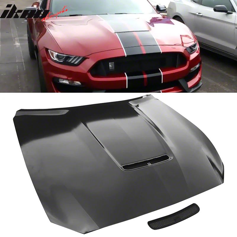 Mustang GT350 Style Hood; Unpainted (15-17 Mustang GT, EcoBoost, V6 ...