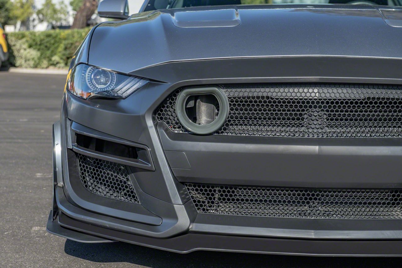 Mustang GT500 Style Conversion Front Bumper with LED Grille; Unpainted ...