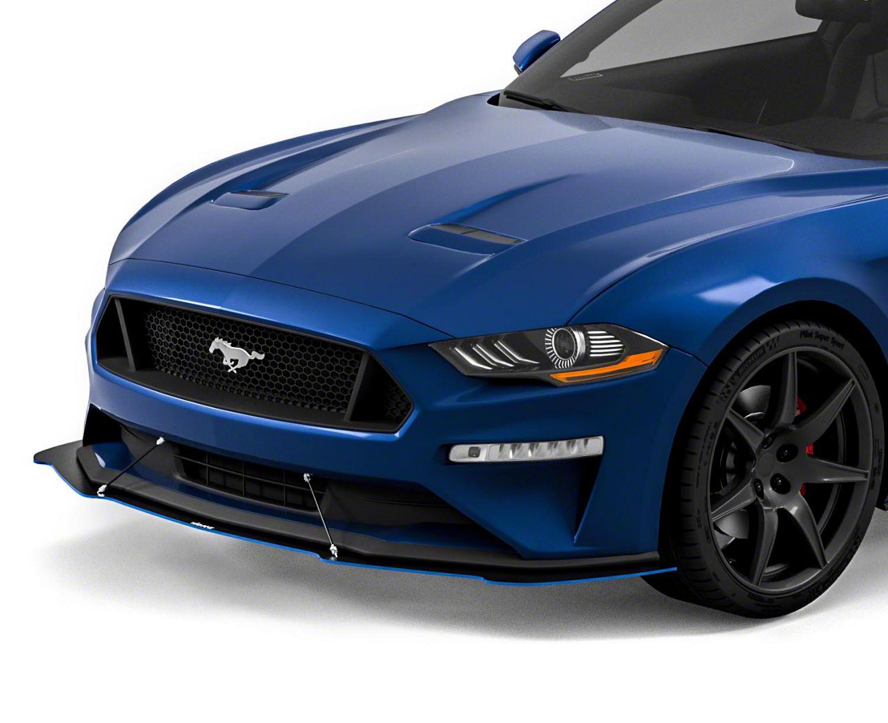 Mustang GT500 Style Front Splitter; Satin Black Vinyl (18-23 Mustang GT ...