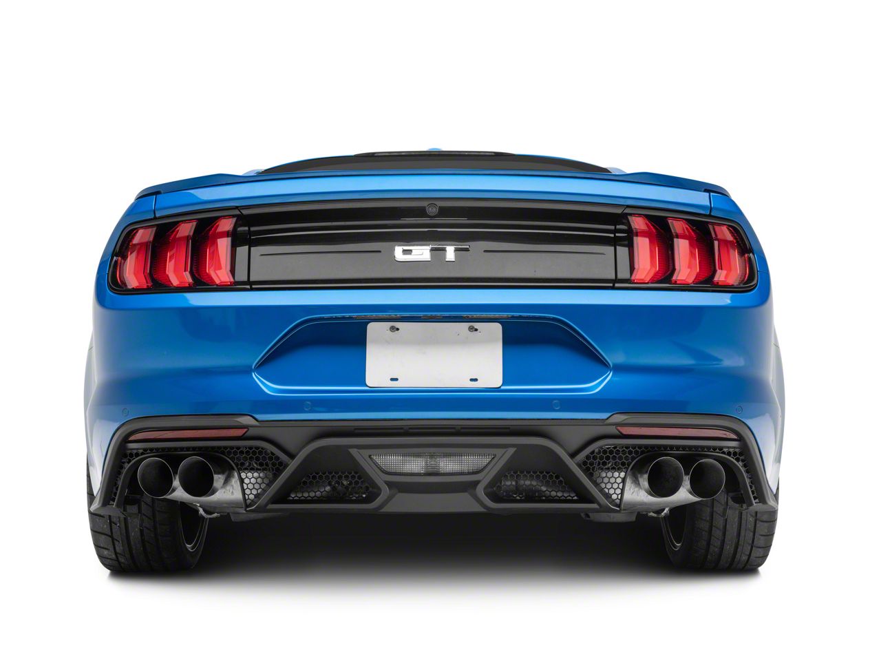 Mustang GT500 Style Rear Bumper Quad Tip Diffuser; Matte Black (18-23 ...
