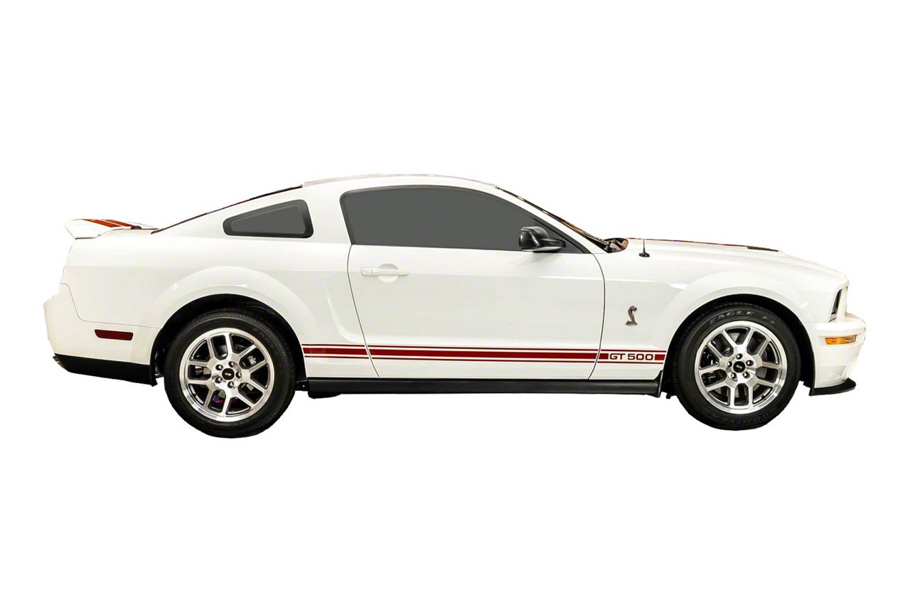 Mustang GT500 Style Rocker Panel Stripes; Tungsten Gray (07-09 Mustang ...