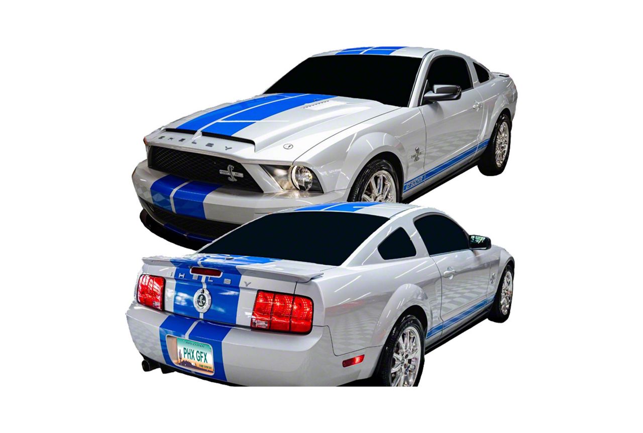 Mustang GT500KR Style Lemans Racing Stripes; Performance White (07-09 ...