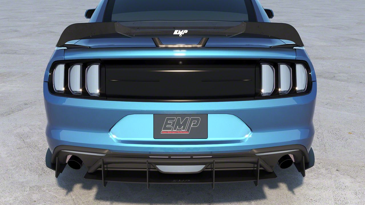 Mustang HDPE Rear Diffuser V2; Matte Black (18-23 Mustang EcoBoost w/o ...