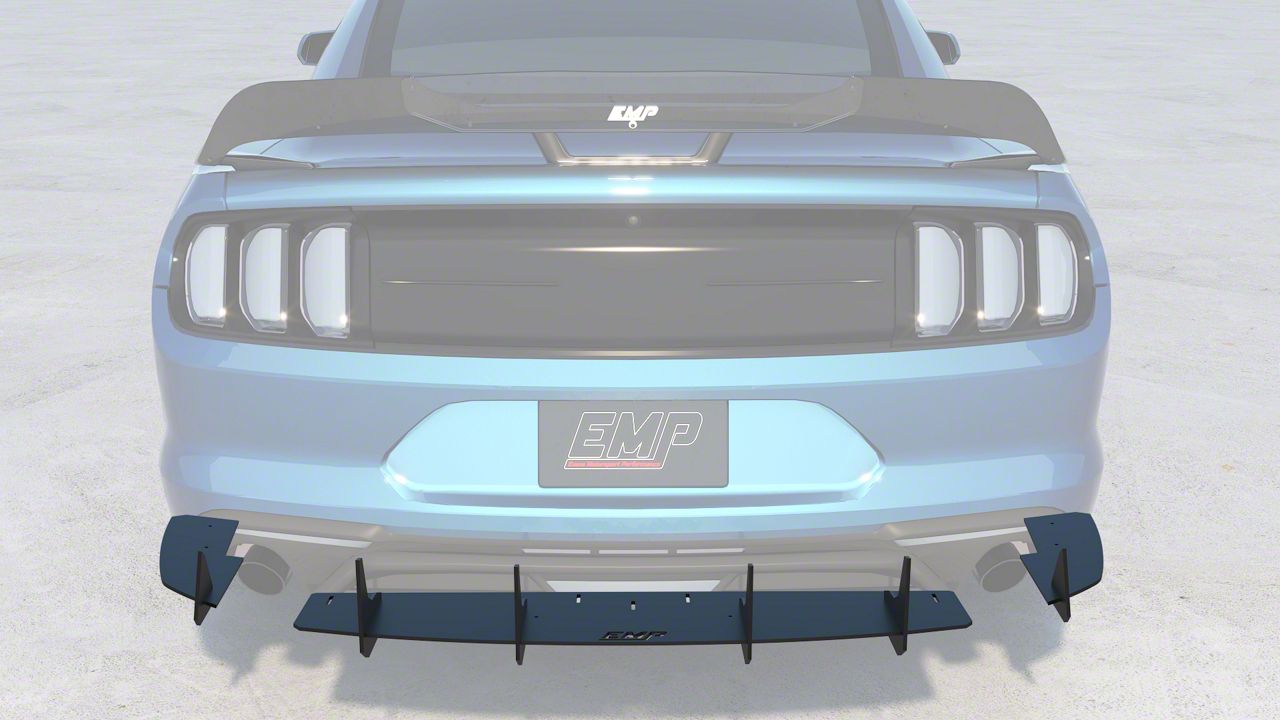 Mustang HDPE Rear Diffuser V2; Matte Black (18-23 Mustang EcoBoost w/o ...