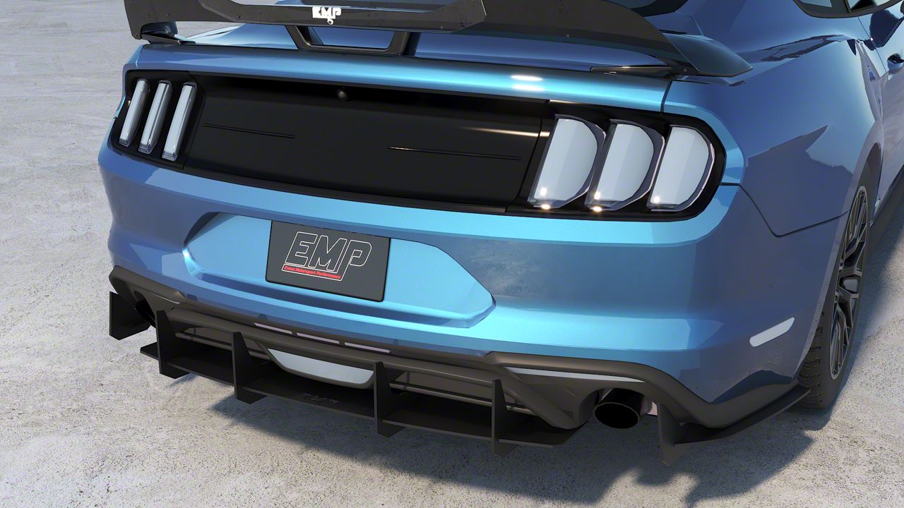 Mustang HDPE Rear Diffuser V2; Matte Black (18-23 Mustang EcoBoost w/o ...
