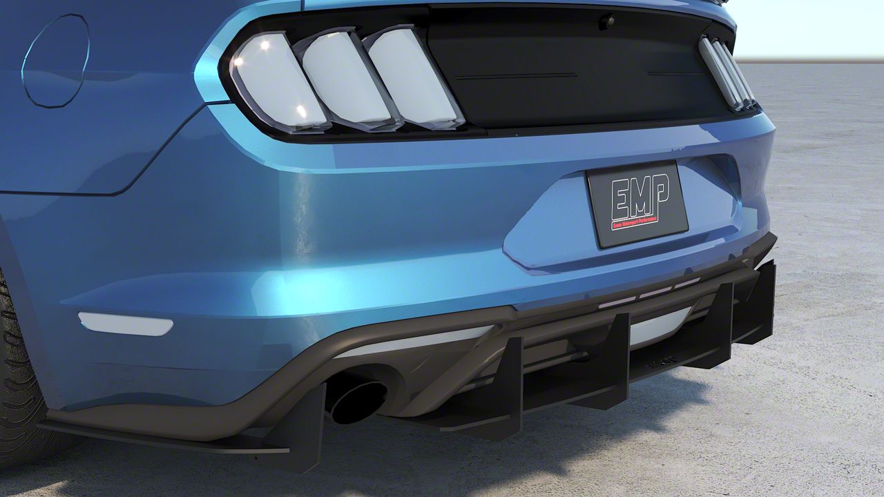 Mustang HDPE Rear Diffuser V2; Matte Black (18-23 Mustang EcoBoost w/o ...