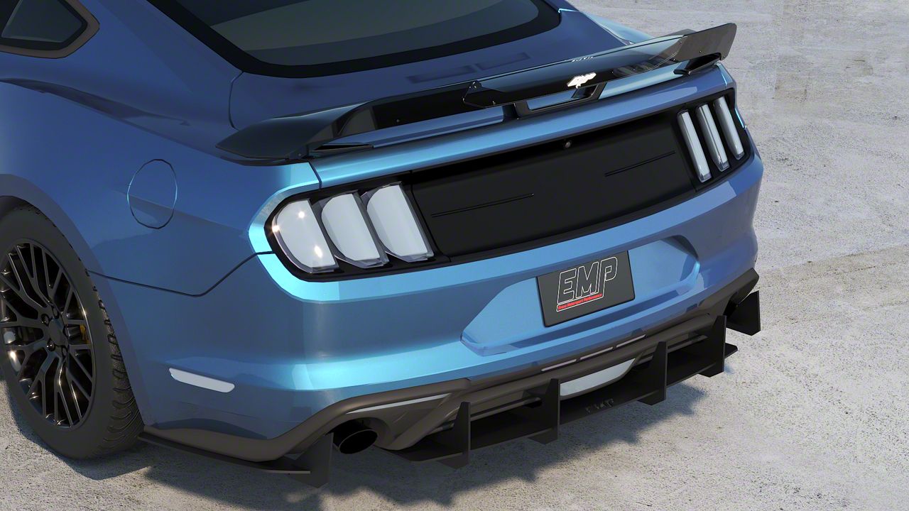 Mustang HDPE Rear Diffuser V2; Matte Black (18-23 Mustang EcoBoost w/o ...